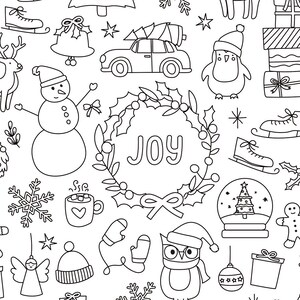 Jumbo Winter Coloring Poster: Holiday Activity Banner (digital Download ...