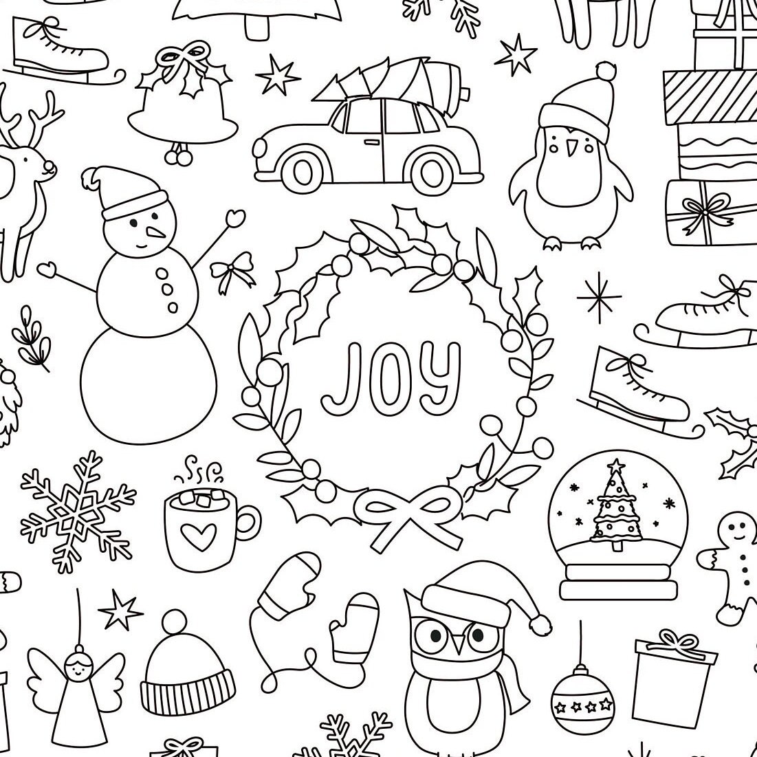 Jumbo Winter Coloring Poster: Holiday Activity Banner (digital Download ...
