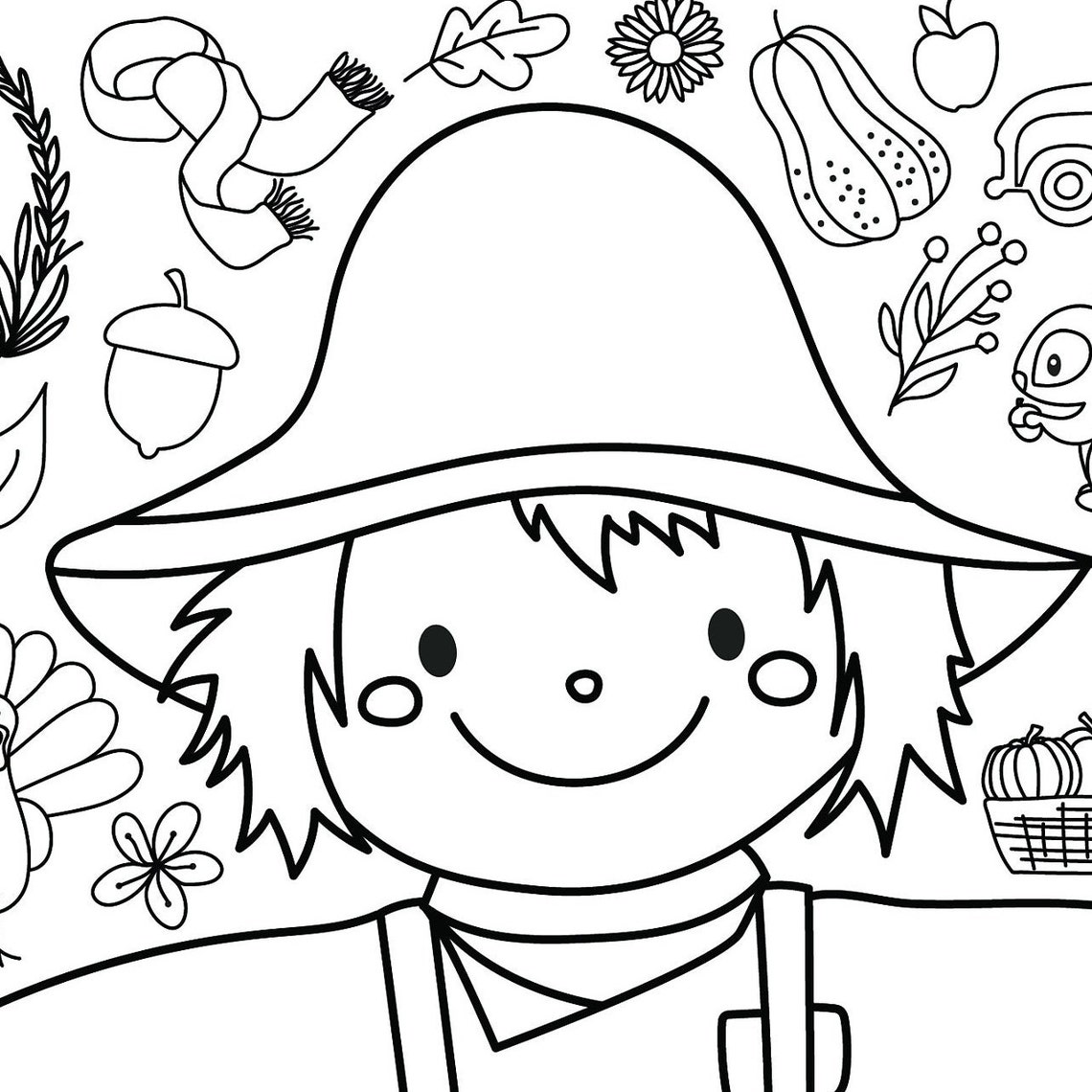 Jumbo Scarecrow Fall Coloring Poster: Kids Thanksgiving Activity ...