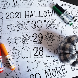 Halloween Countdown Coloring Page, Countdown Chain Printable, Days ...