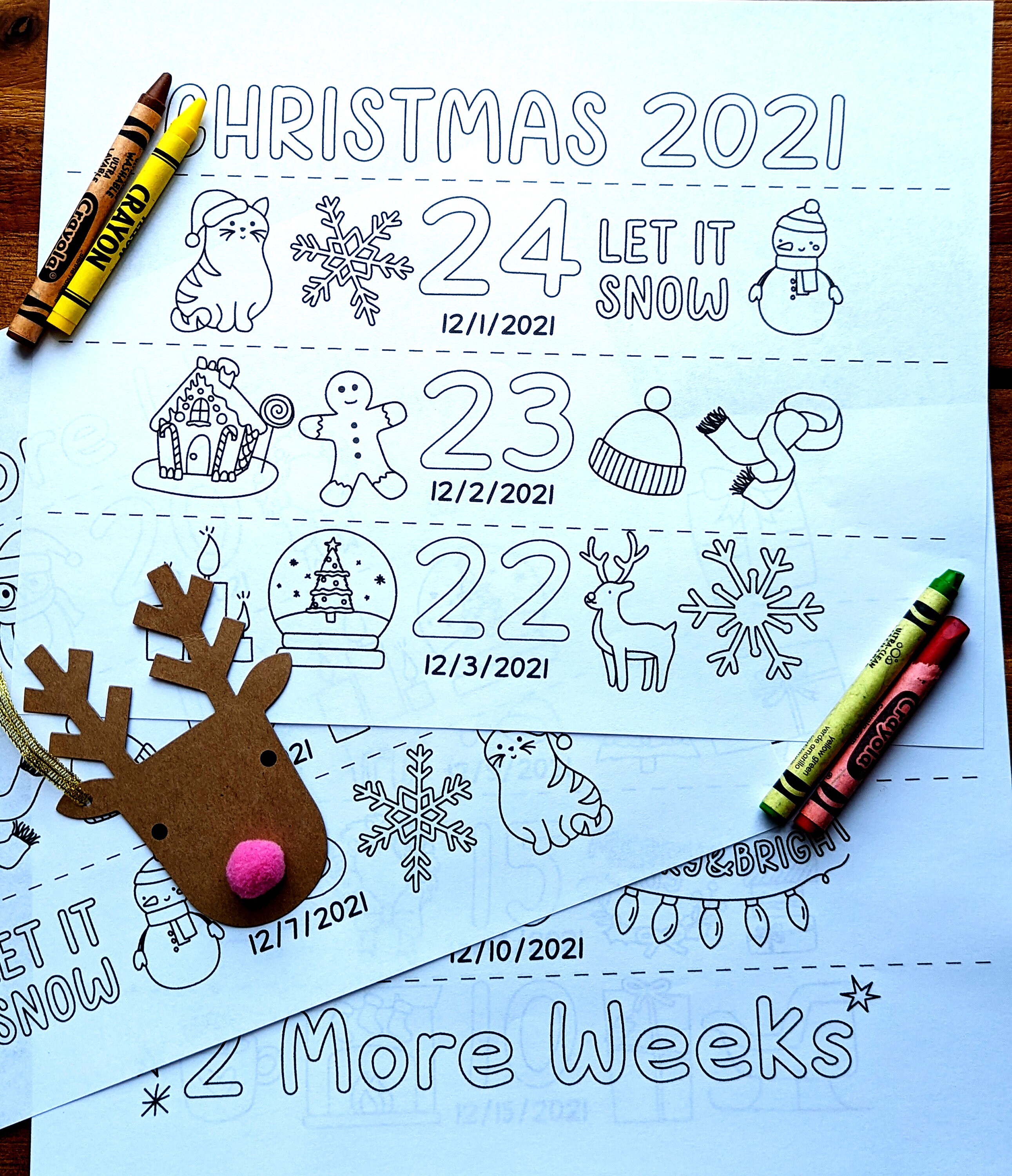 Countdown to Christmas, Paper Chain Advent, Coloring Advent for Kids ...