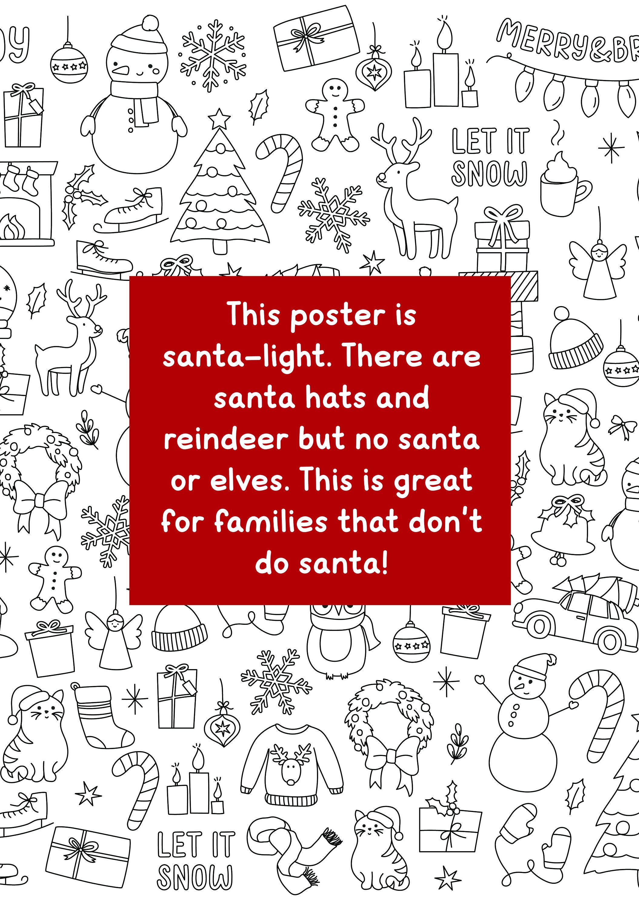 Jumbo Winter Coloring Poster: Holiday Activity Banner (digital Download ...