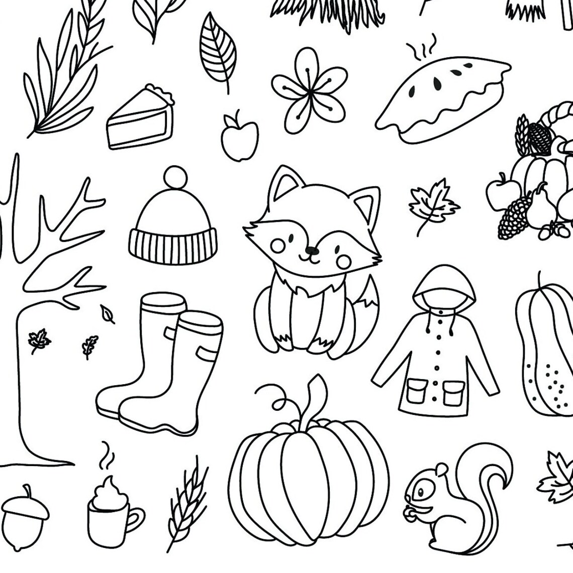 Jumbo Fall Thanksgiving Coloring Poster: Kids' Doodle Page (digital ...