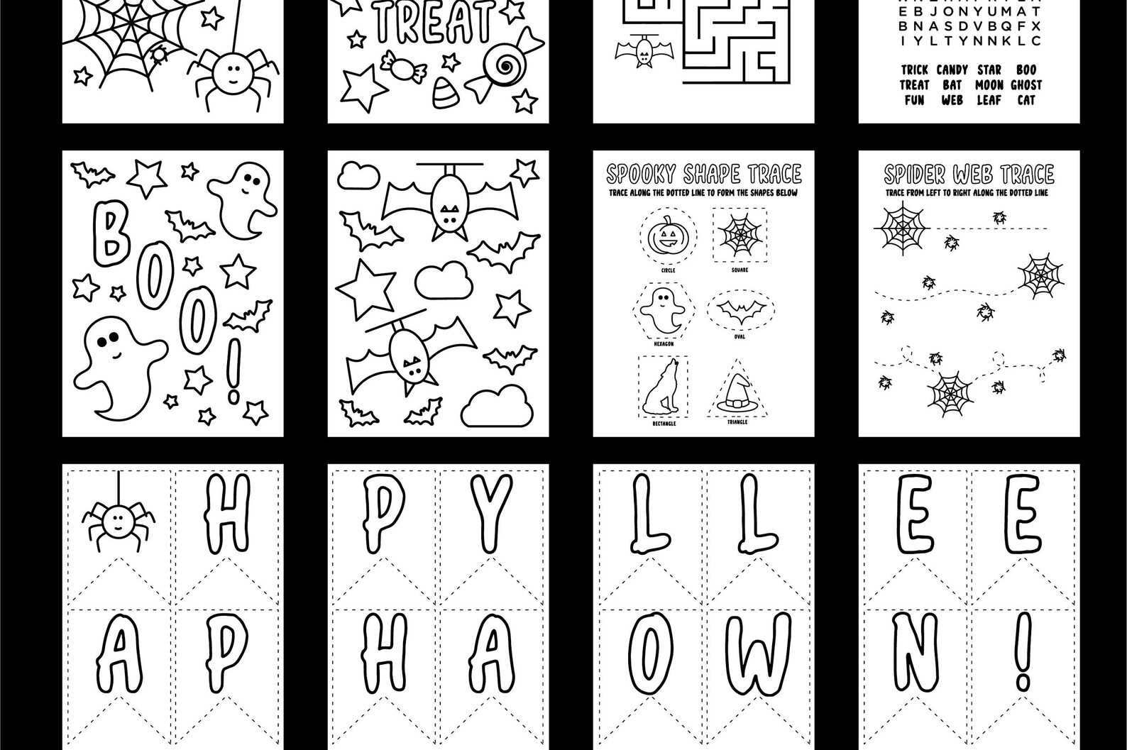 16 Halloween Activity Sheets for Kids, Halloween Party, Halloween ...