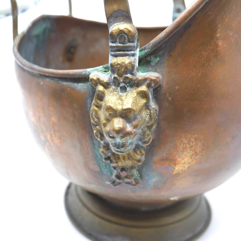 Copper Coal Scuttle With Ceramic Blue and White Handle - Etsy