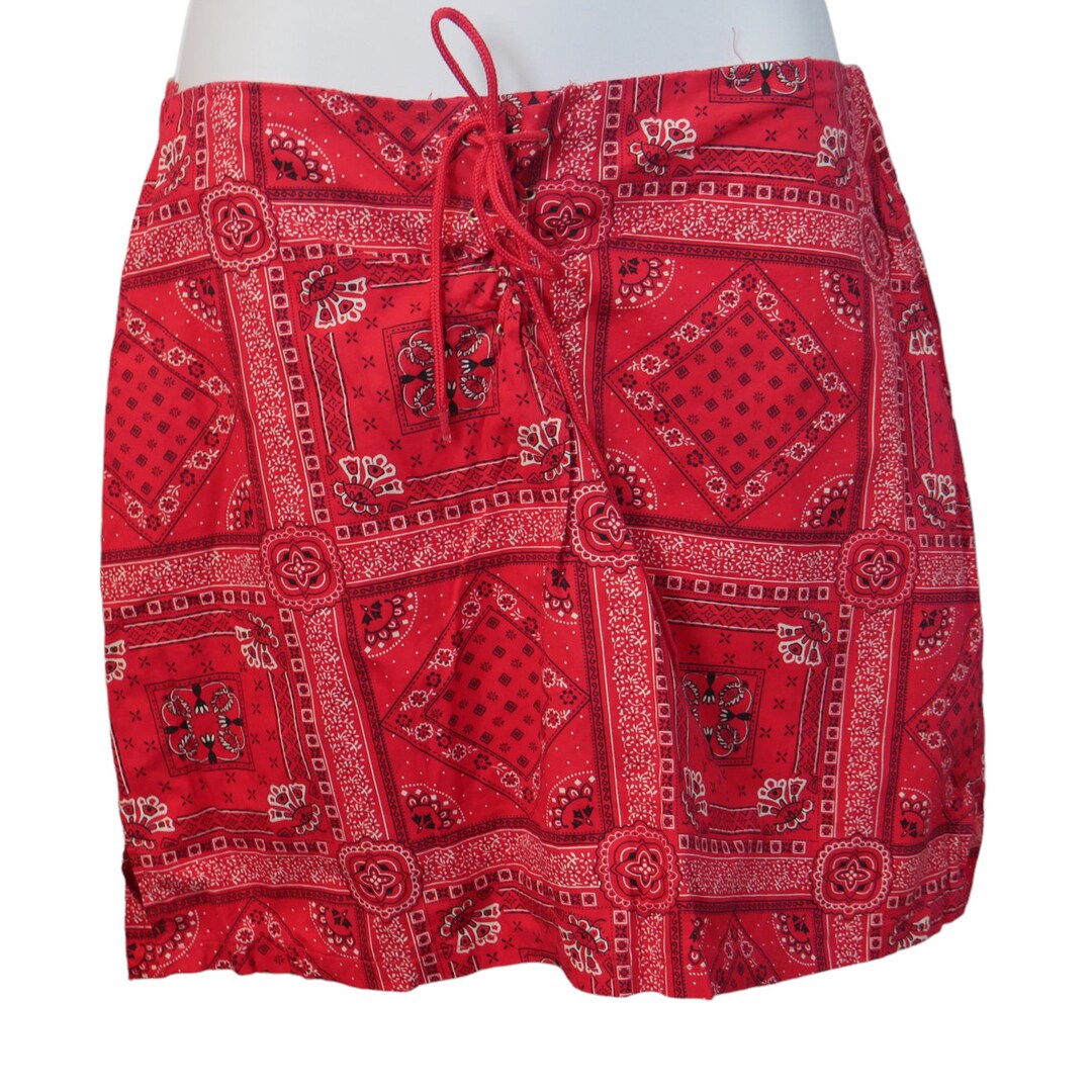 Vintage 2000s Y2K Red Paisley Lace up Skort Size Medium - Etsy