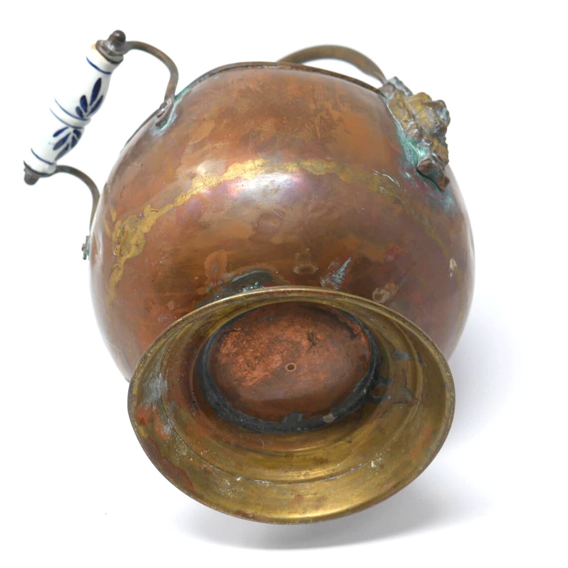 Copper Coal Scuttle With Ceramic Blue and White Handle - Etsy