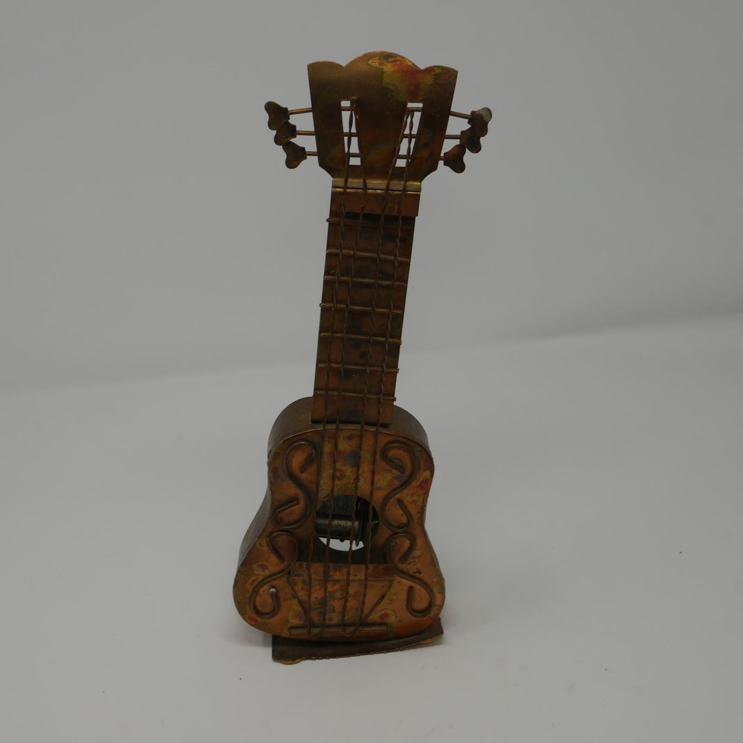 Vintage Metal Guitar Music Box Working GUC Collectibles Display Decor ...