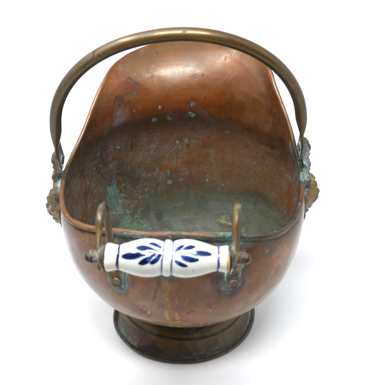Copper Coal Scuttle With Ceramic Blue and White Handle - Etsy