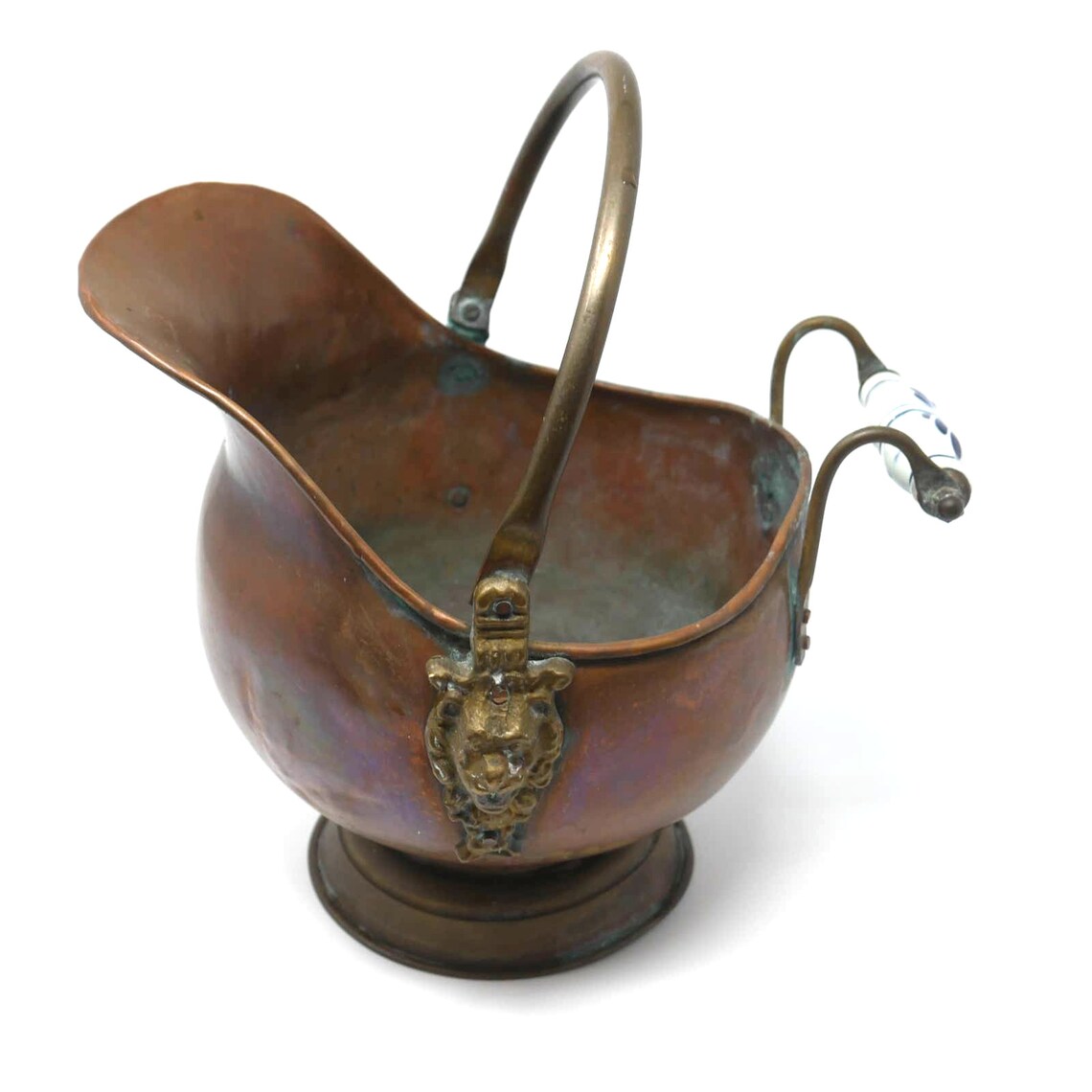 Copper Coal Scuttle With Ceramic Blue and White Handle - Etsy