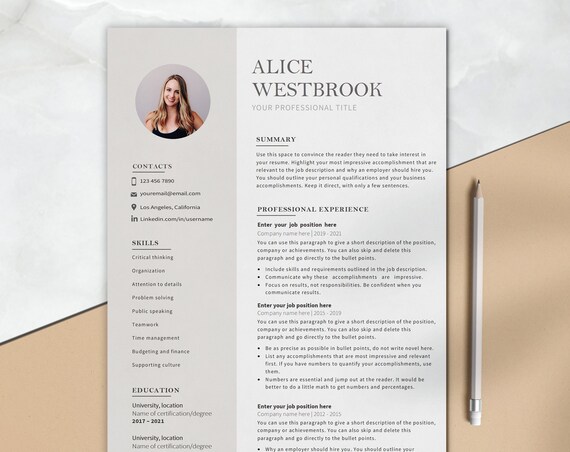 Resume Template for Word Cv Template Professional 3 Pages - Etsy