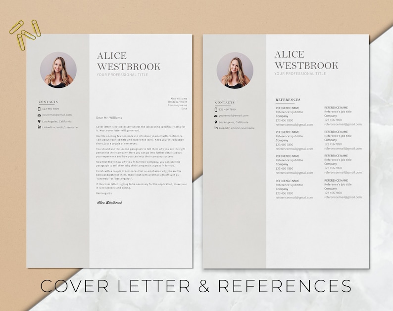 Resume Template for Word Cv Template Professional 3 Pages - Etsy