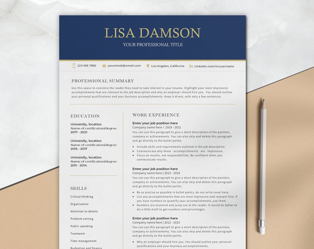 Modern Executive Resume Template, Cv Template Professional for Word ...