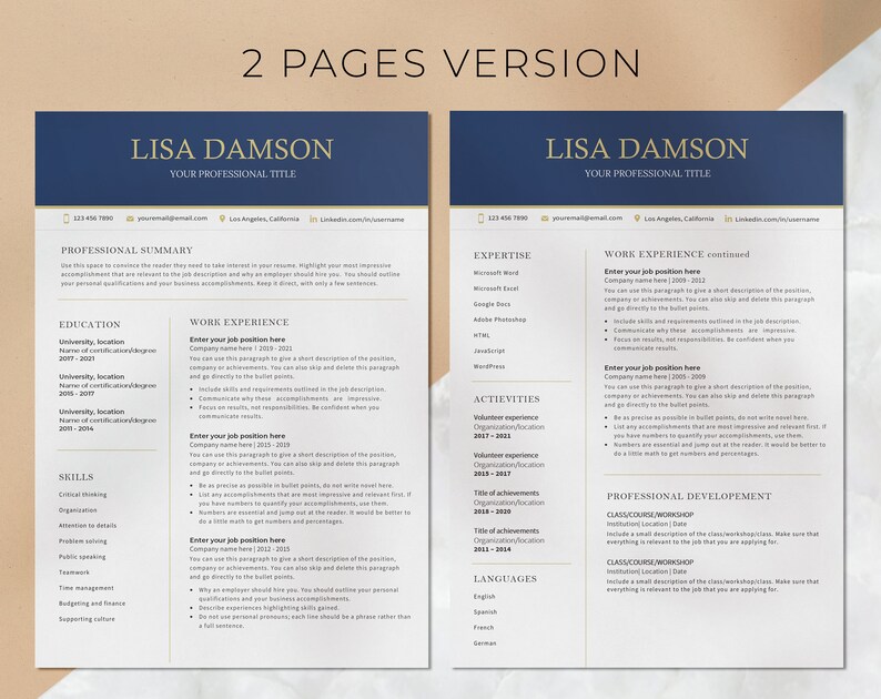 Modern Executive Resume Template, Cv Template Professional for Word ...