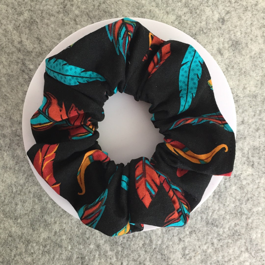 Cotton Southwest Feather Multicolor Scrunchie | Hair Tie | Bun Holder ...