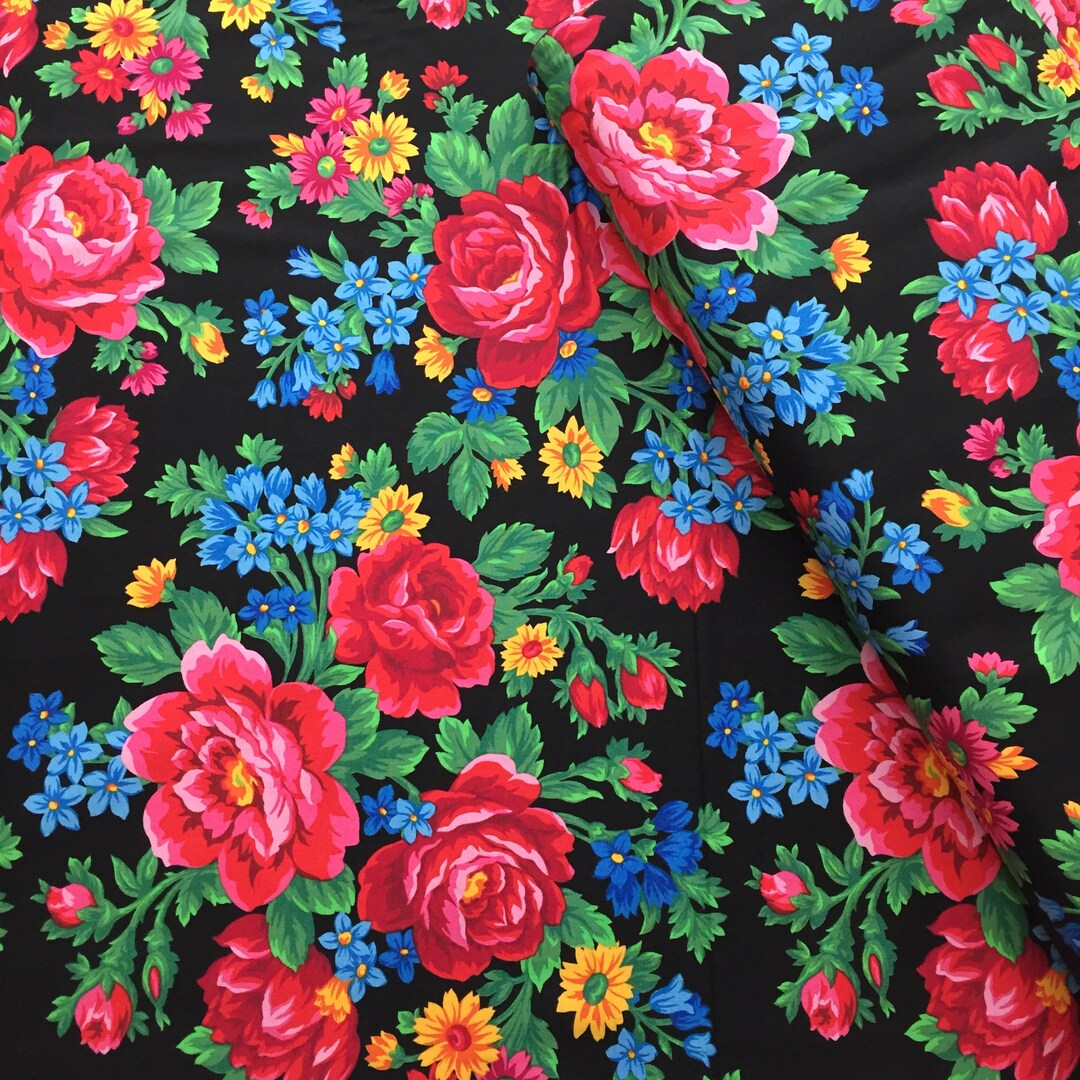 Elizabeth's Studio Fabric, Black kokum Scarf Babushka Collection ...