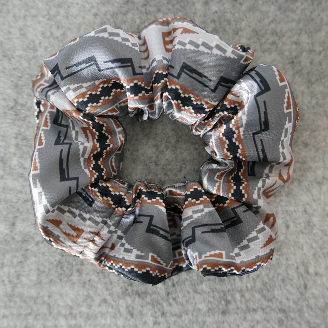 Satin Native Navajo Rug Pattern Scrunchie | Two Grey Hills Style | Hair ...
