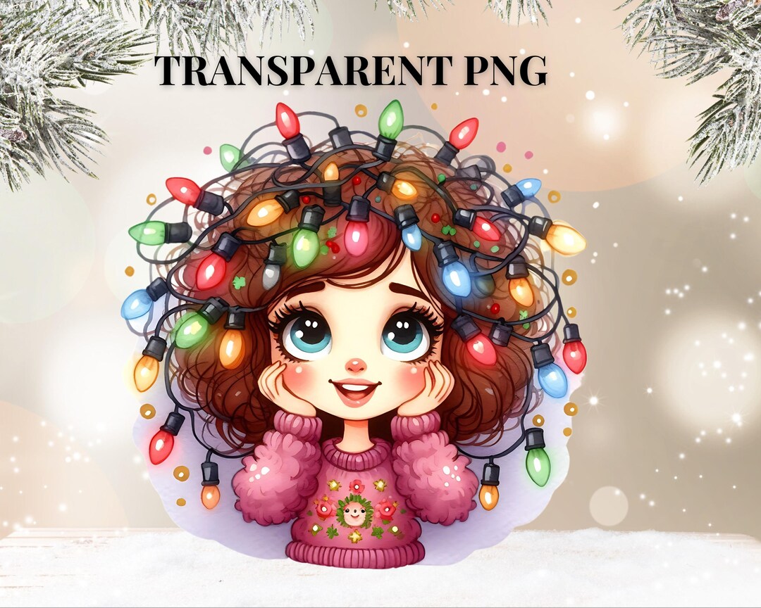 Cute Christmas Girl Png Christmas Lights Holiday Printable Clipart With ...