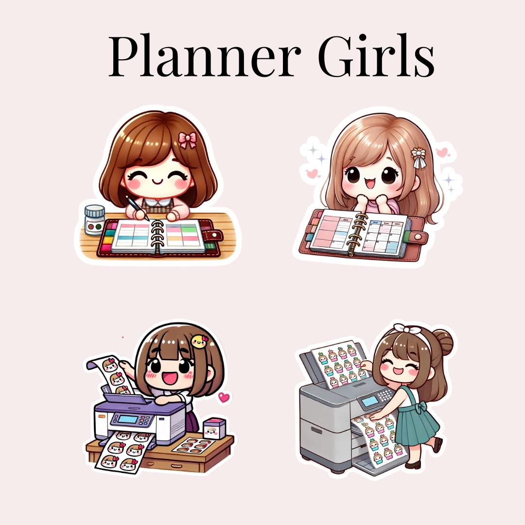 Cute Kawaii Planner Girls Sticker Kawaii Planner Sticker Kawaii ...