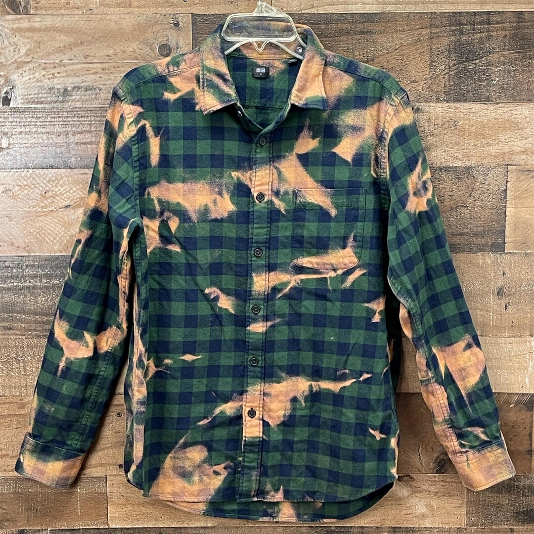 Bleached Tie Dye Flannel Shirt / Distressed / Oversized / Shacket ...