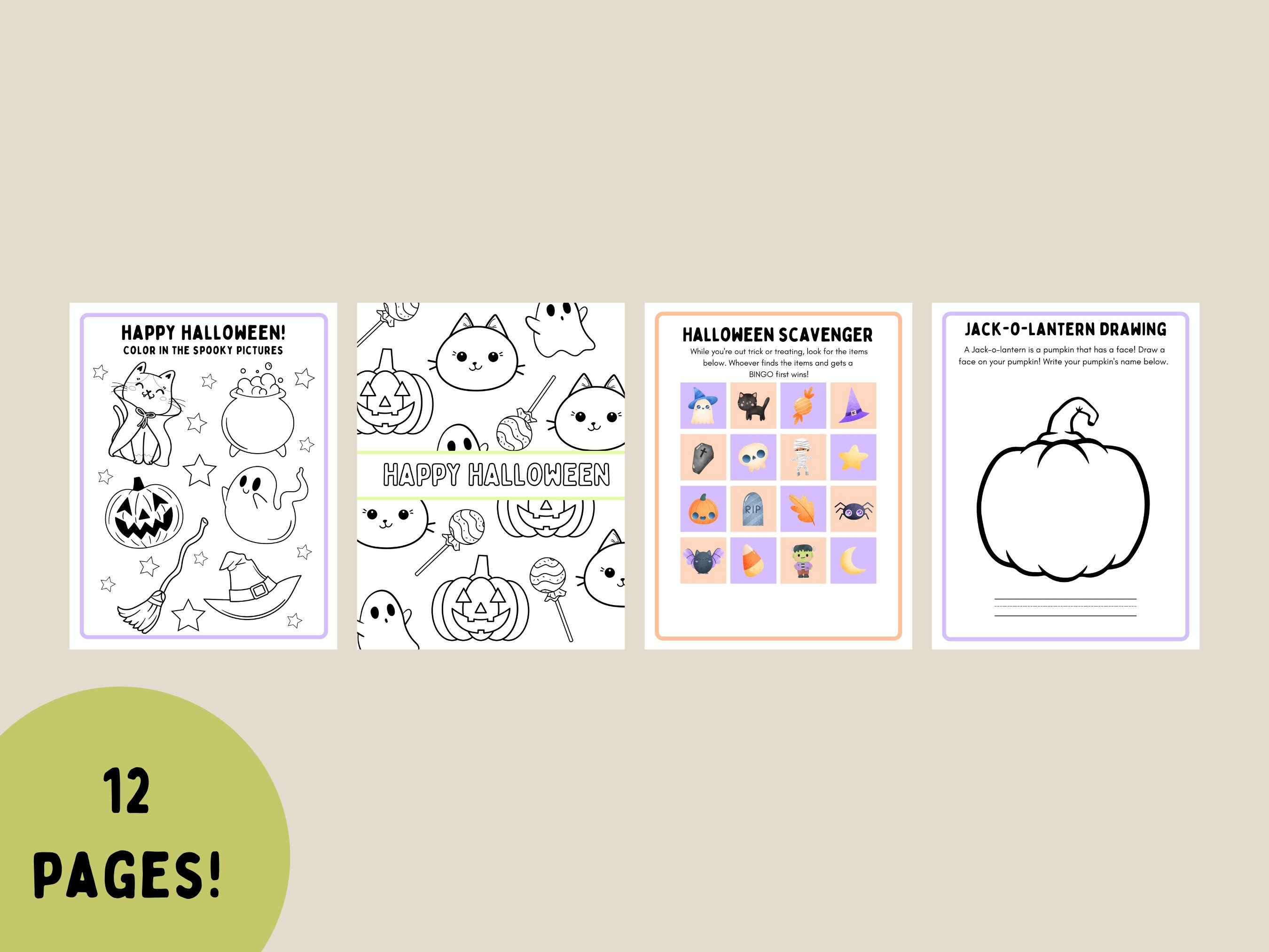 Printable Halloween Activity Worksheets, Halloween Coloring, Halloween ...