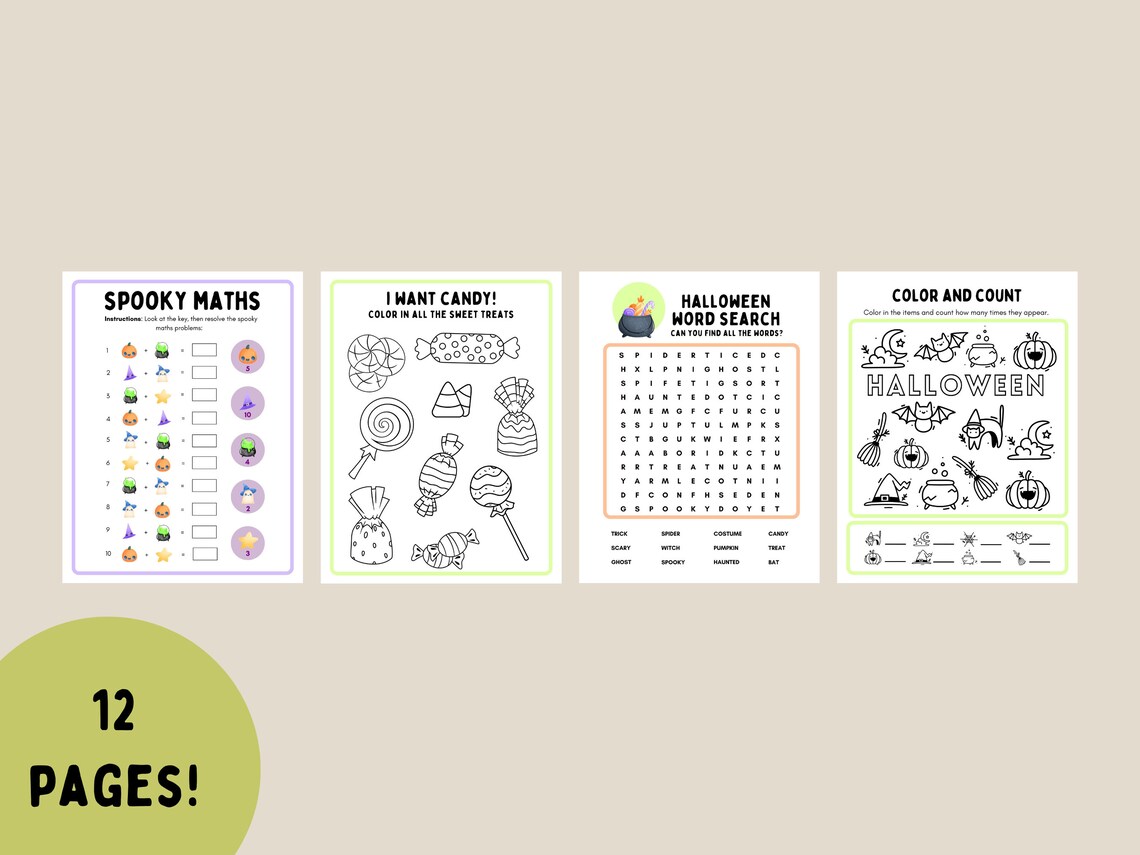 Printable Halloween Activity Worksheets, Halloween Coloring, Halloween ...
