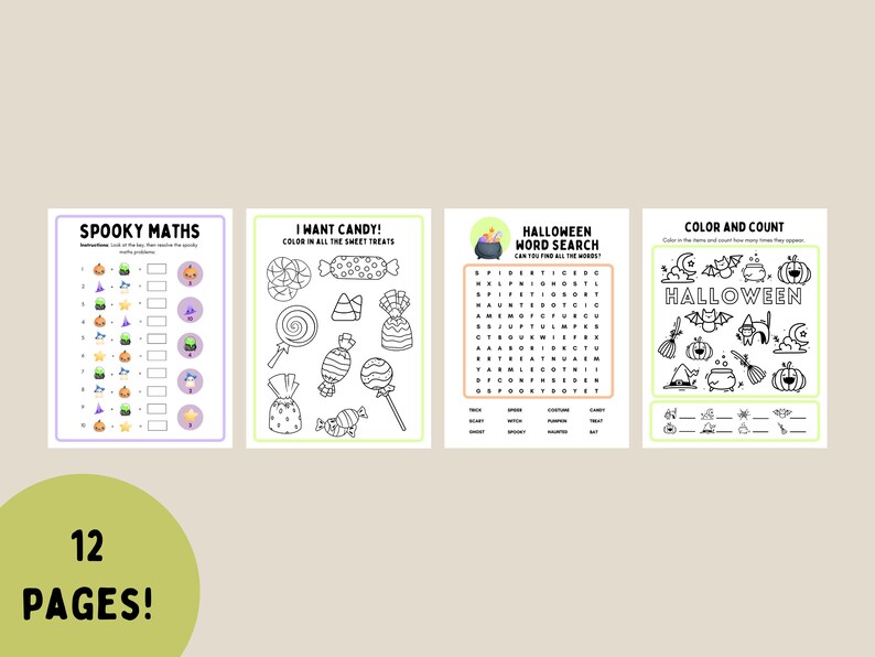 Printable Halloween Activity Worksheets, Halloween Coloring, Halloween ...