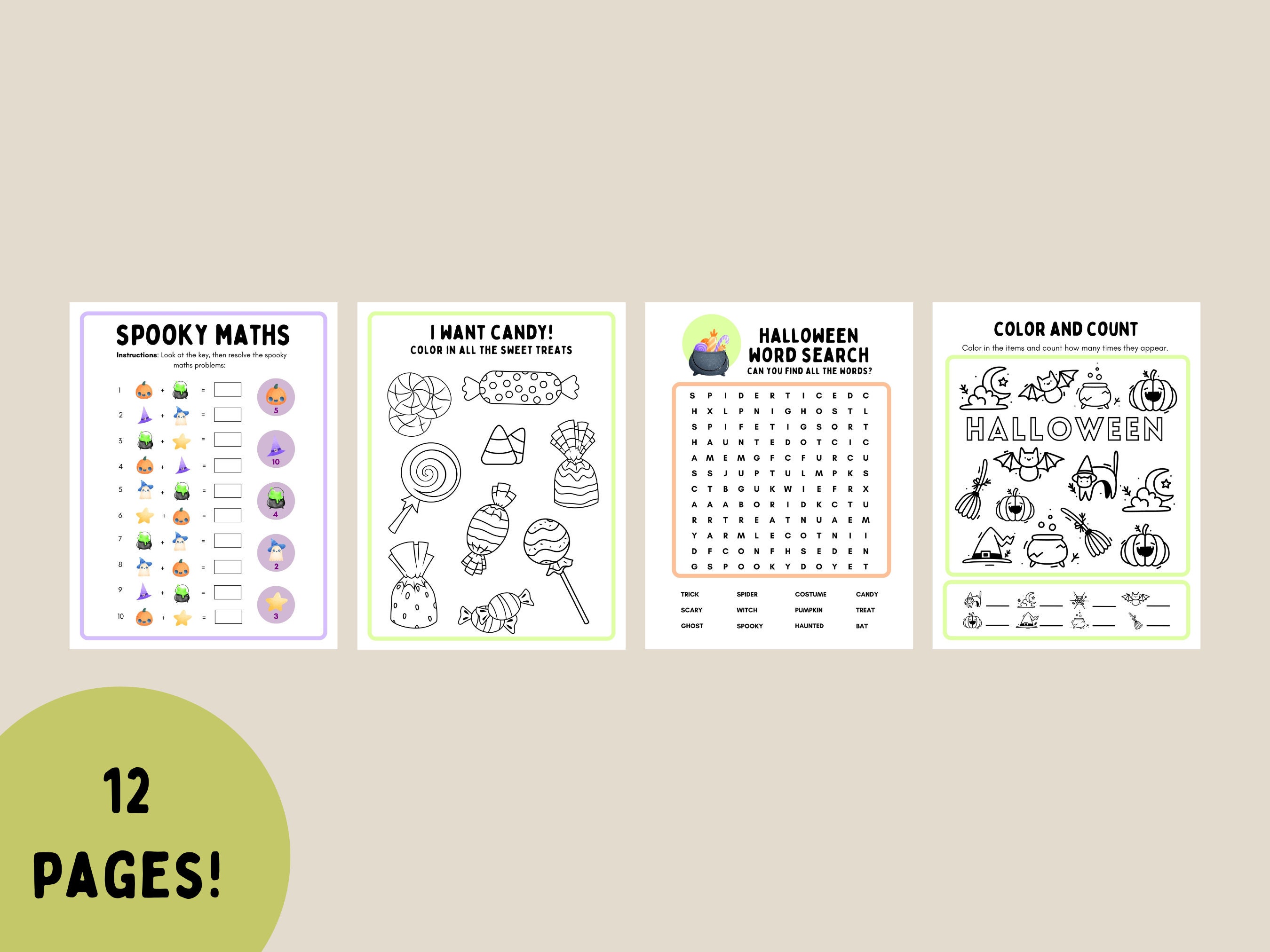 Printable Halloween Activity Worksheets, Halloween Coloring, Halloween ...