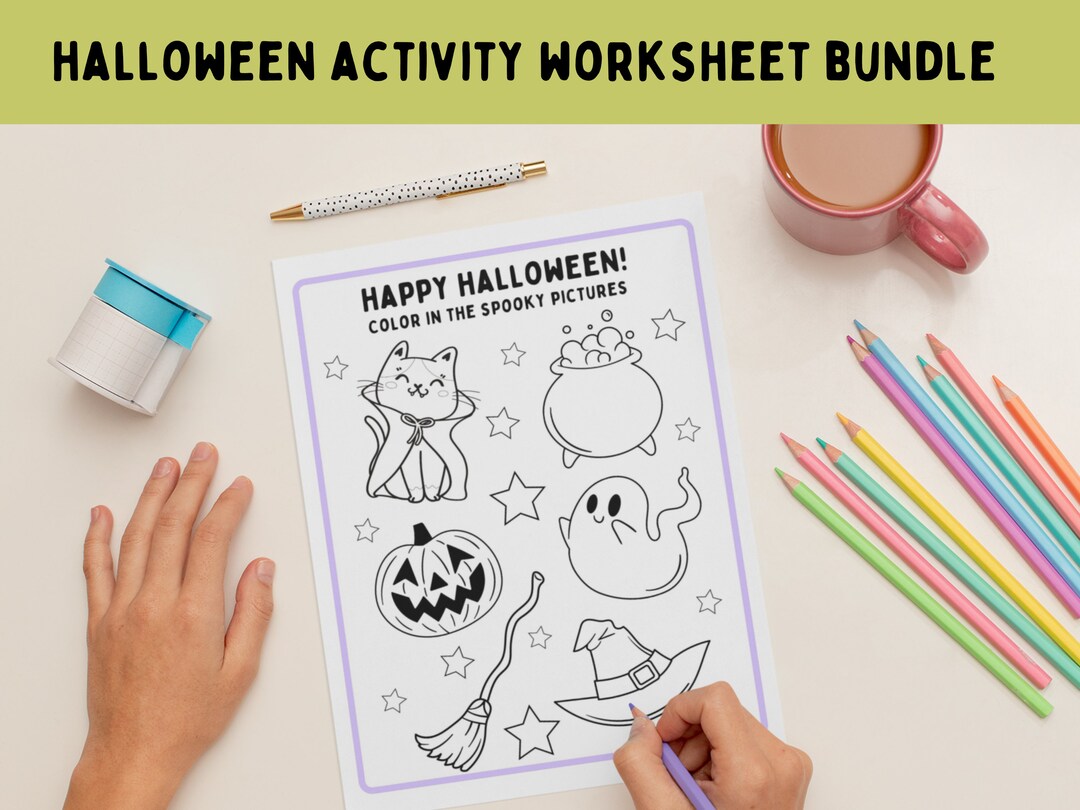 Printable Halloween Activity Worksheets, Halloween Coloring, Halloween ...