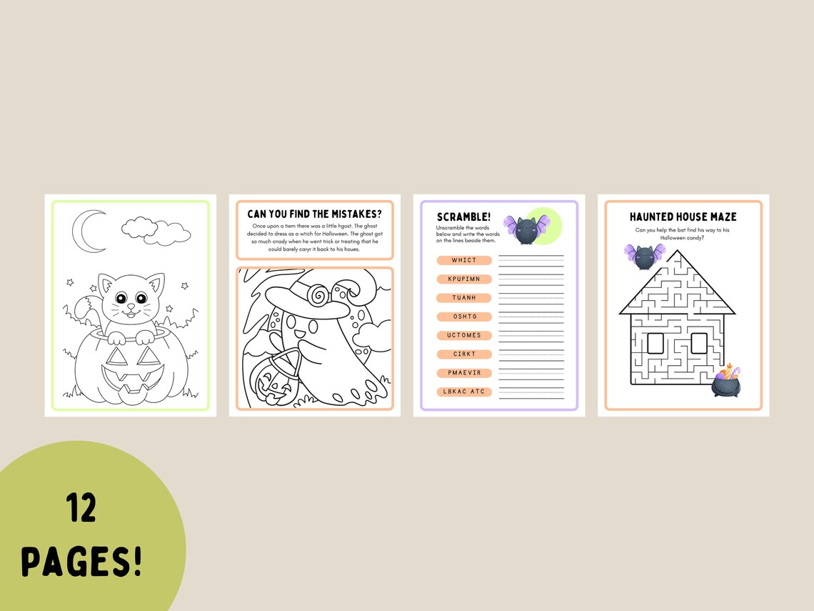 Printable Halloween Activity Worksheets, Halloween Coloring, Halloween ...