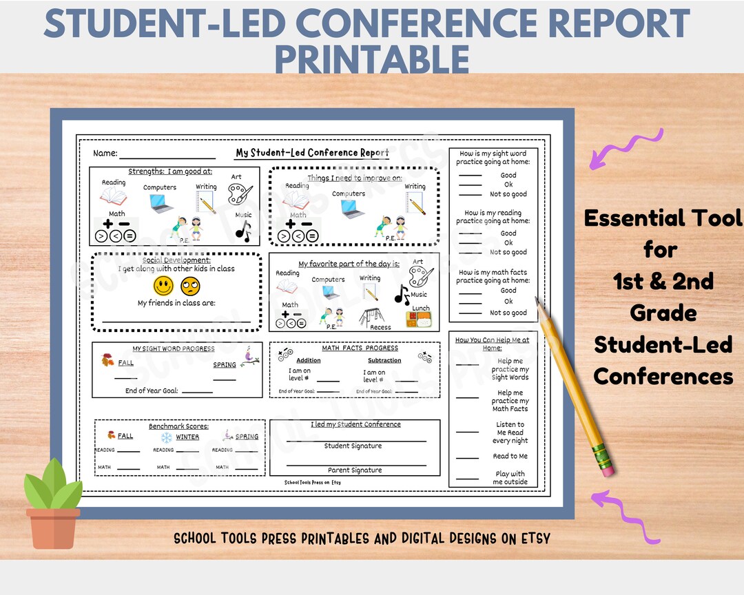 Student-led Conference Report for First and Second Graders Printable ...