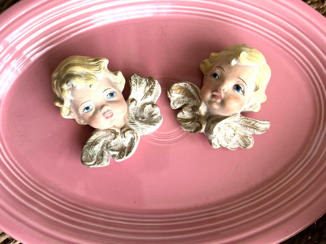 Pair of Vintage Ceramic Angels - Etsy