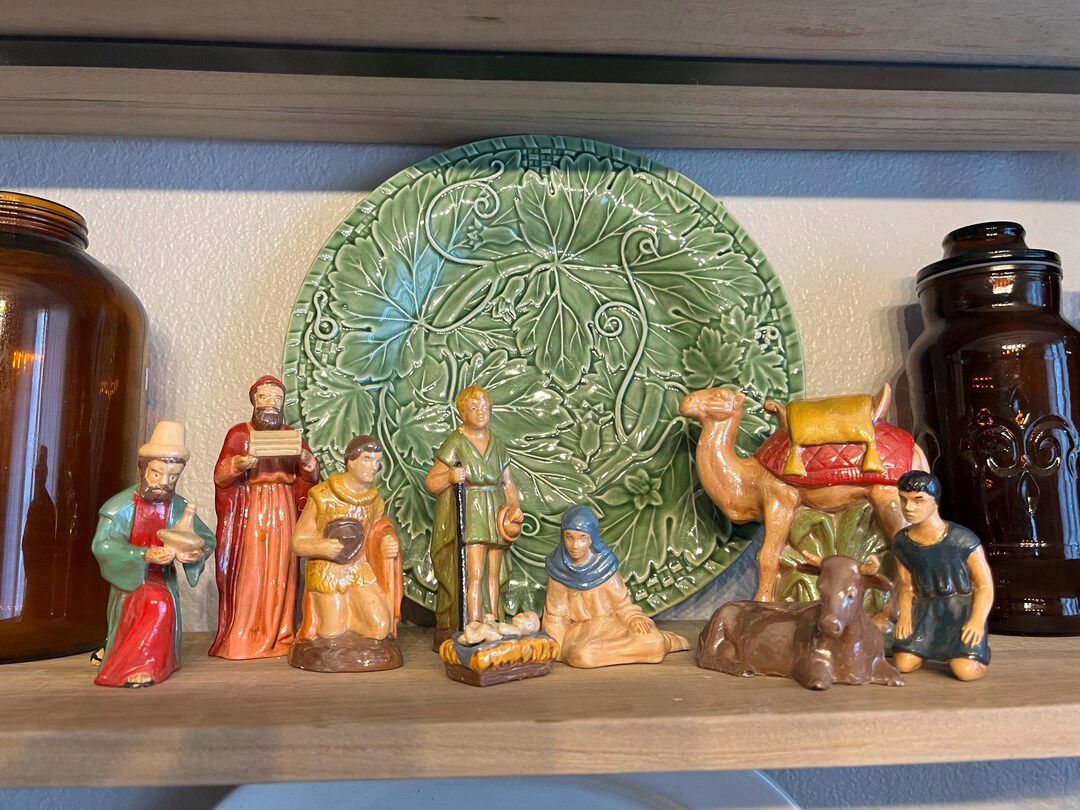 Vintage 10 Piece Nativity Set - Etsy