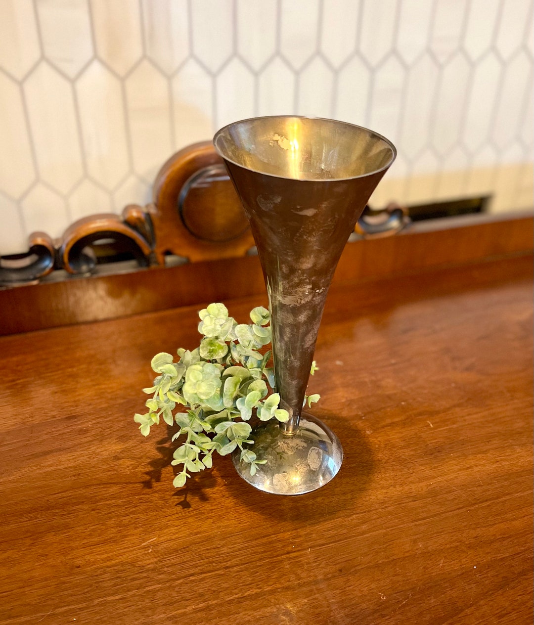 Vintage Silver Fluted Vase - Etsy