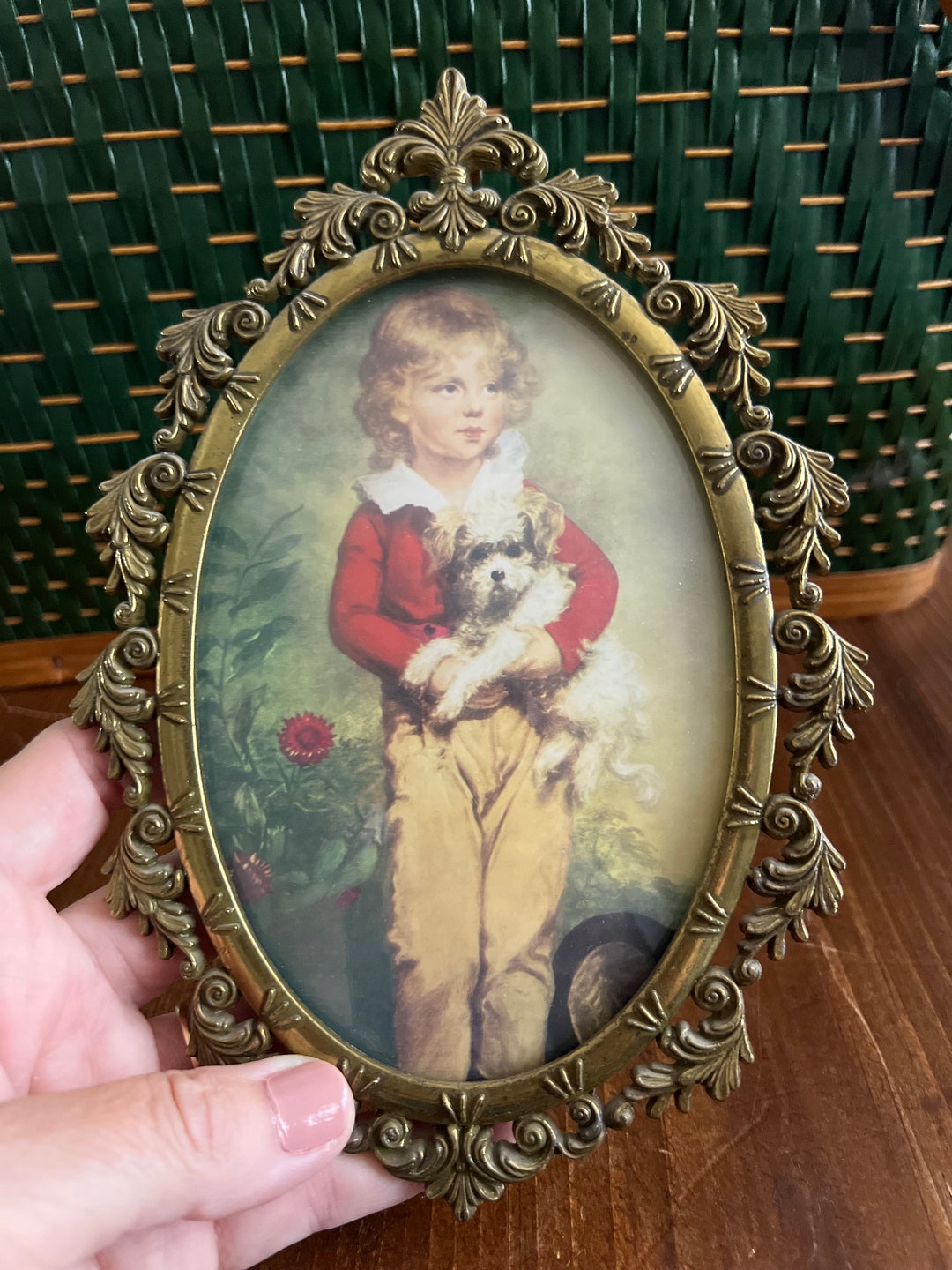Vintage Framed Boy and Dog Print - Etsy