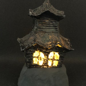 Handmade Haunted House Halloween Mini Light up Miniature Gothic House ...