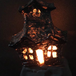 Handmade Haunted House Halloween Mini Light up Miniature Gothic House ...