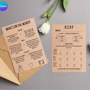 Flowchart Wedding Invitation Set RSVP Menu & Details A5 Canva Template ...