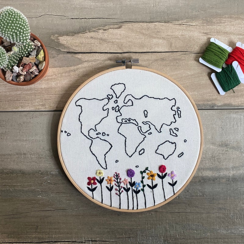 Embroidered Map - Etsy