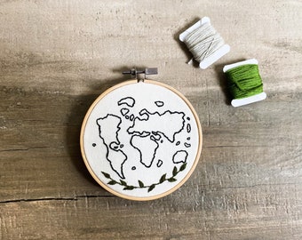 Embroidered World Map - Etsy