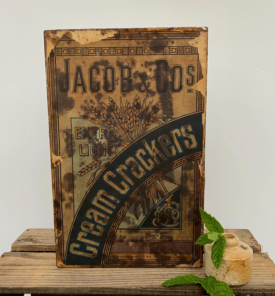 Early Rare Jacob’s Cream Cracker Tin, With Original Paper Label and ...