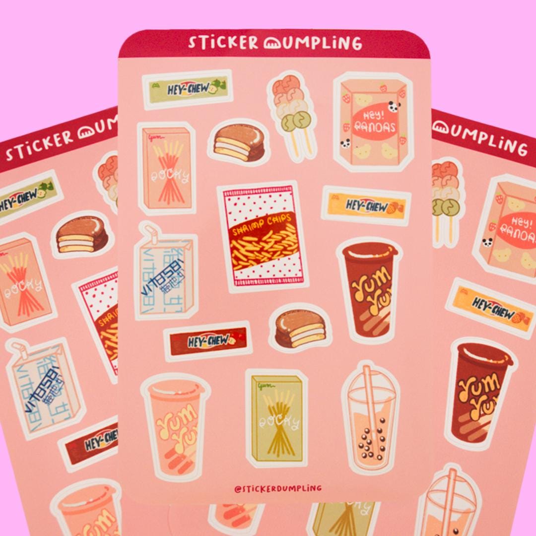 Asian Konbini Food Sticker Sheet: Pocky, Boba, Bubble Tea, Convenience ...