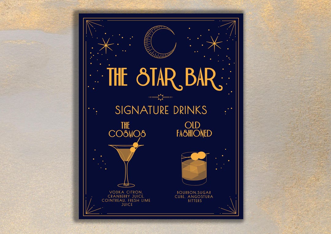 Celestial Wedding Cocktail Bar Sign, Specialty Cocktails, Wedding Drink ...
