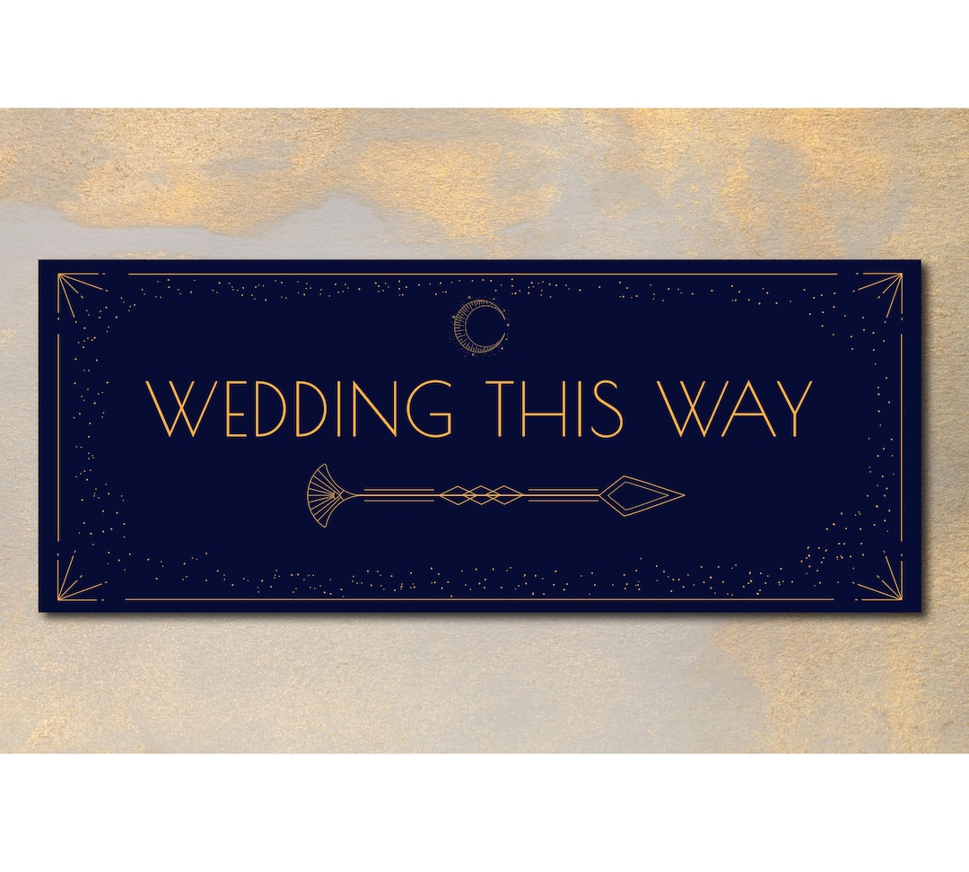Vintage Celestial Wedding Direction Sign Template, Moon and Stars, Art ...