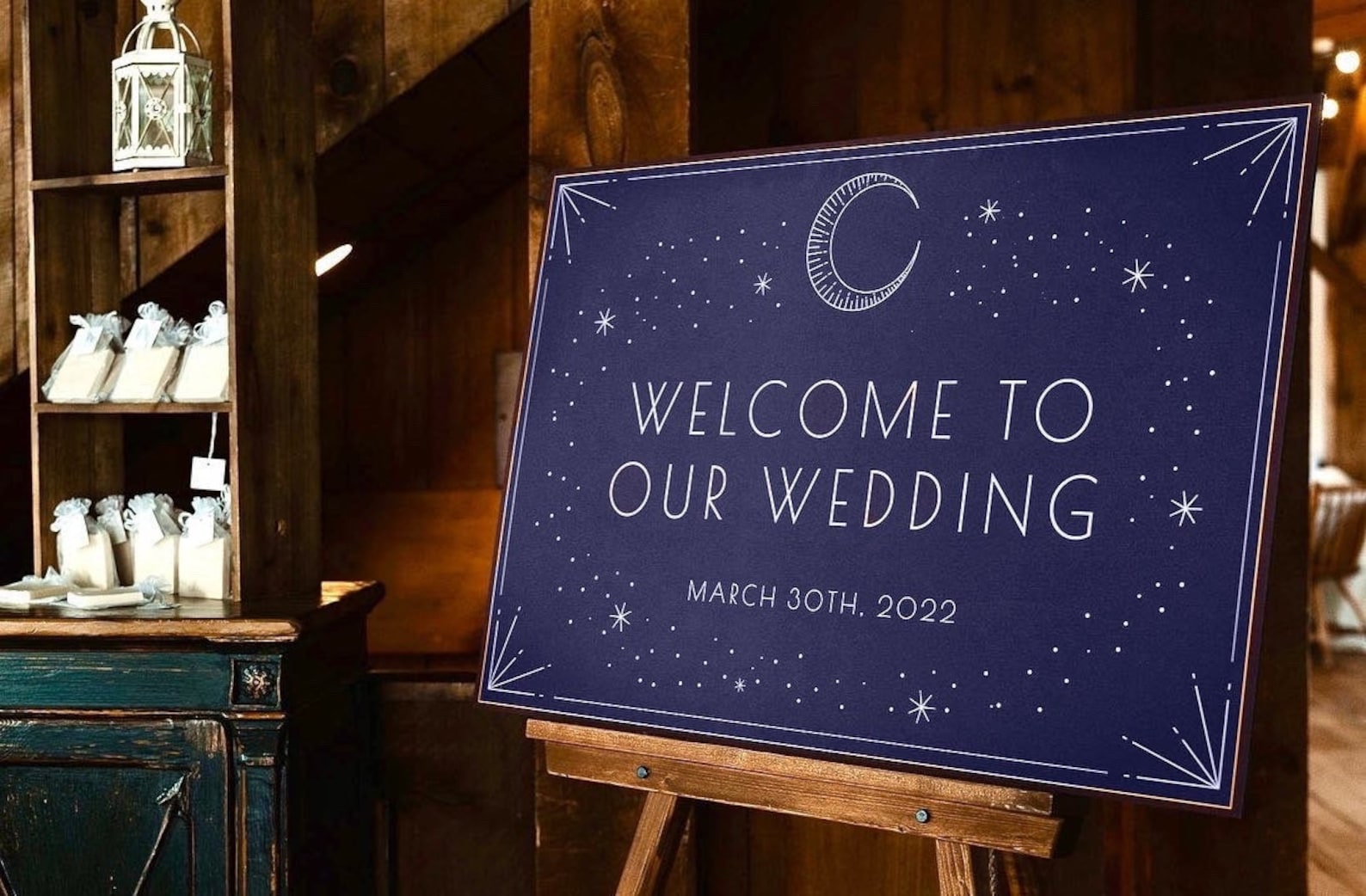 Vintage Celestial Wedding Welcome Sign Template, Moon and Stars, Art ...