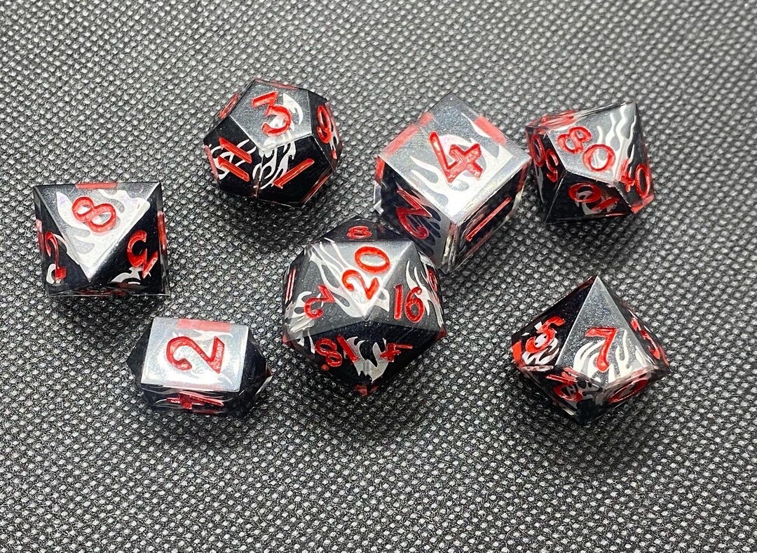 Ebony Blaze 7 Piece RPG Dungeon and Dragons Dnd Dice Set - Etsy