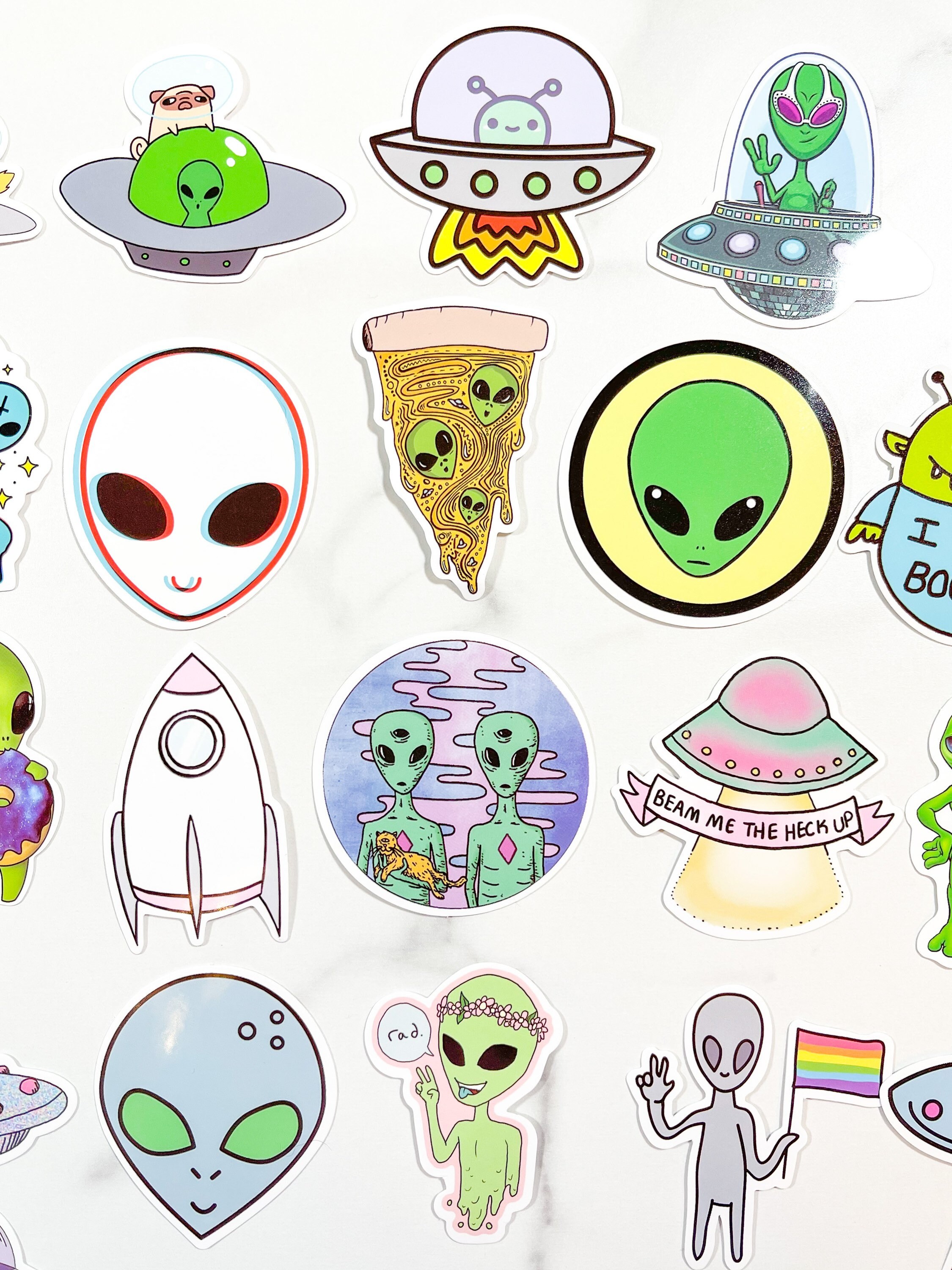 UFO Laptop Sticker Set Alien Sticker Bomb Trippy Alien - Etsy