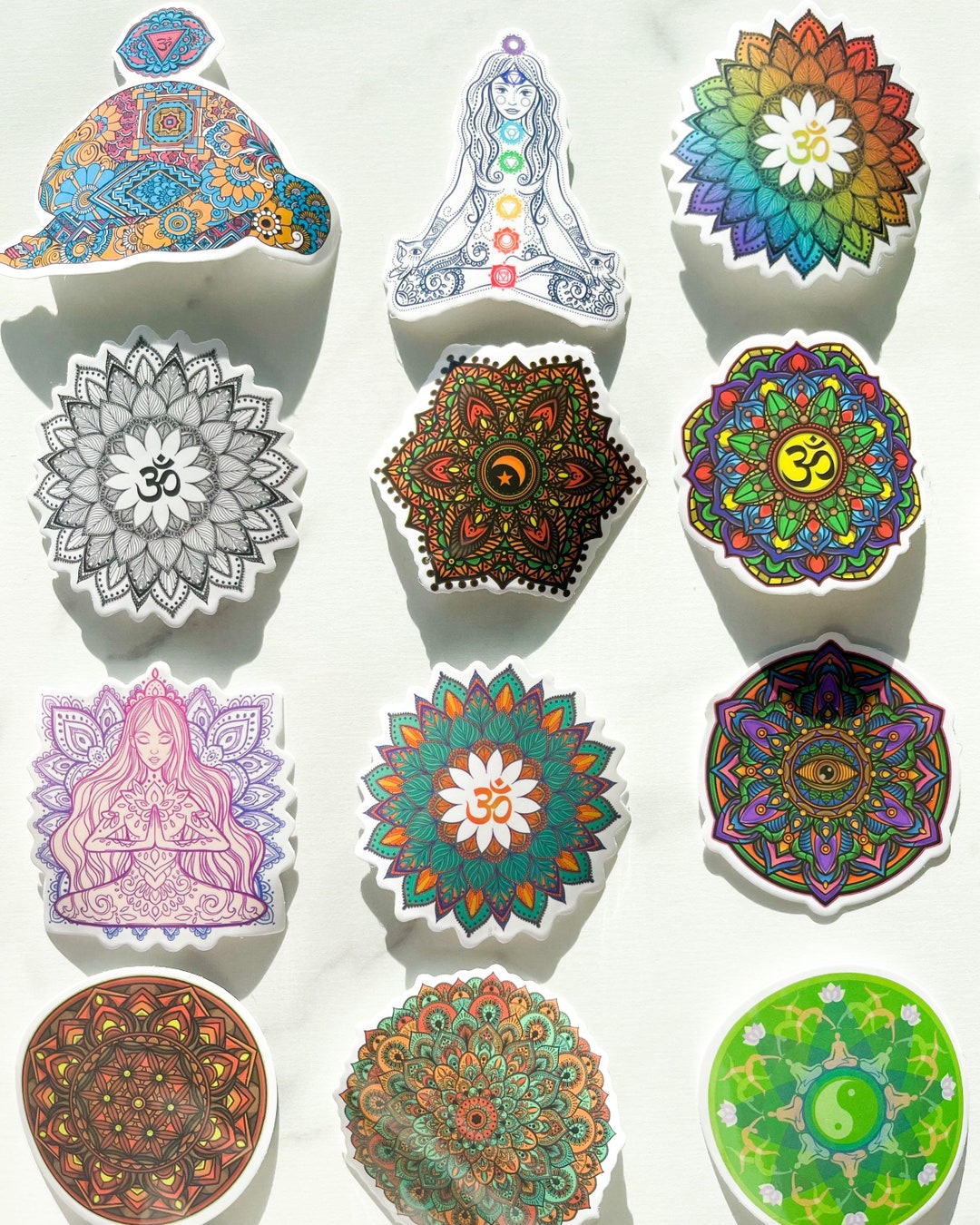 OM Mandala Laptop Sticker Pack Chakras Funky Mandalas Yoga Stickers ...