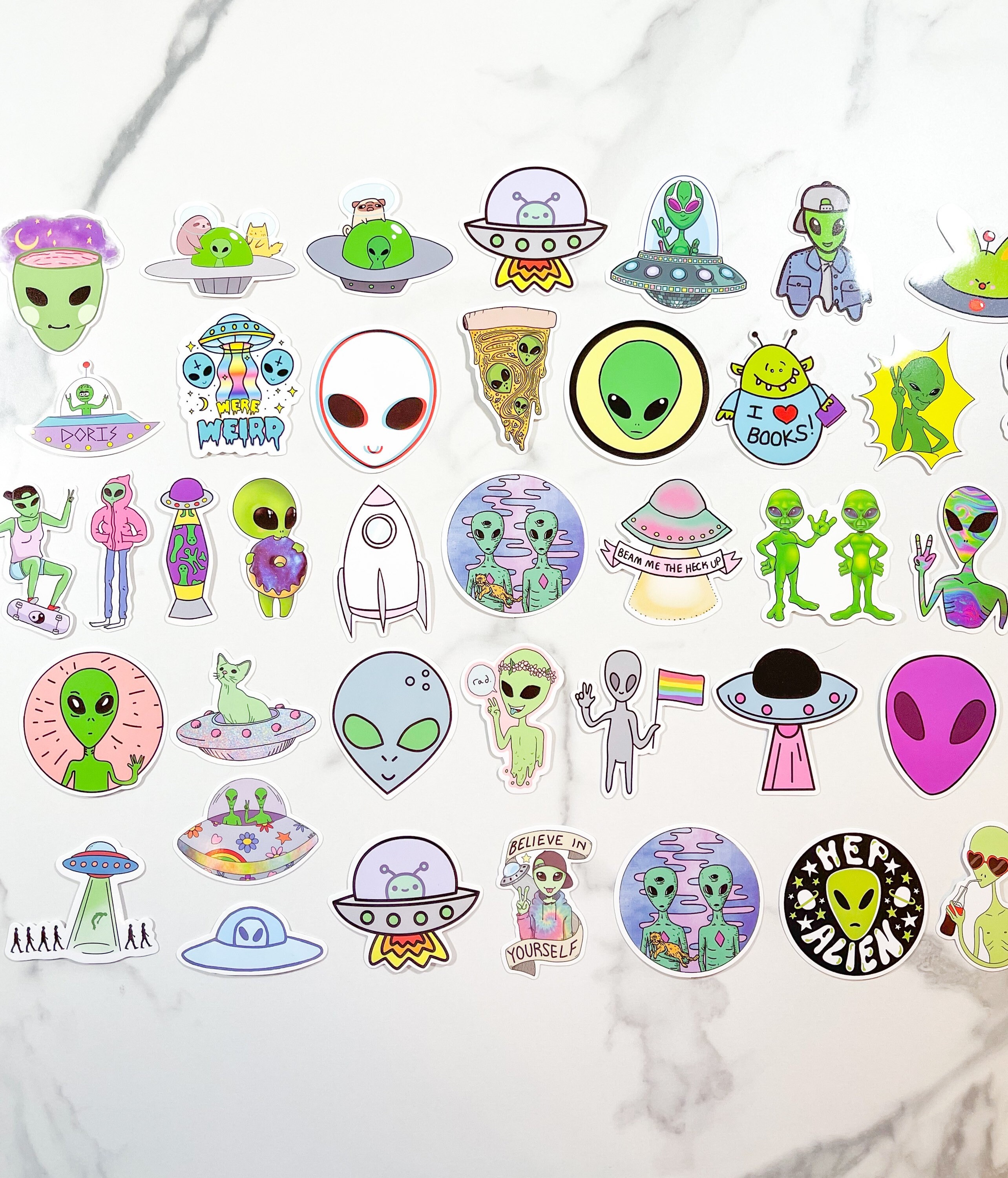 UFO Laptop Sticker Set Alien Sticker Bomb Trippy Alien - Etsy
