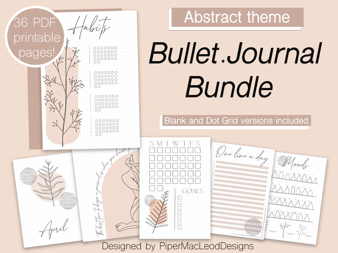 Bullet Point Journal Set With a Neutral Abstract Theme Simple - Etsy